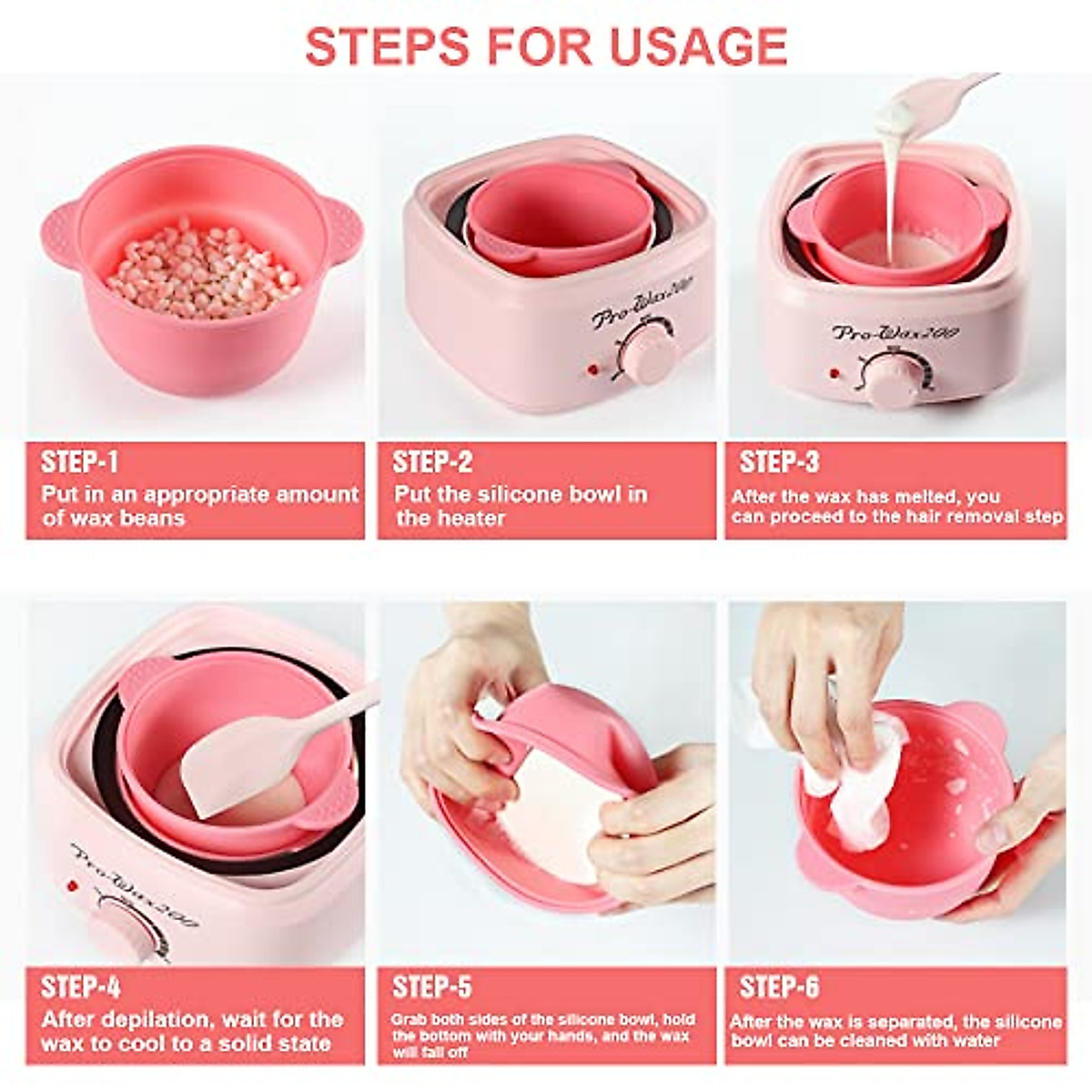 2 PCS Silicone Wax Warmer Liner Nonstick Wax Pot Replacement Wax Warmer Liner Bowl with Wax Spatula, Heat Safe,Easy Clean,Reusable & Foldable Waxing Liner for All Kinds of 16oz Wax Heater Machine