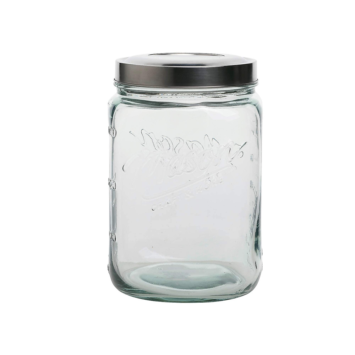 Mason Craft & More Airtight Kitchen Food Storage Clear Glass Pop Up Lid Canister, Large 3.6 Liter Pop Up Canister