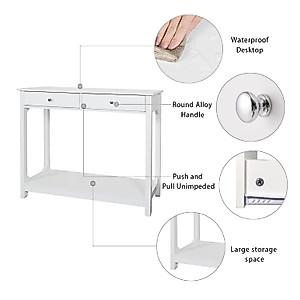 TaoHFE Console Table, 39.4"x11.8"x31.5"(LxWxH), White