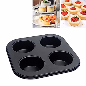 Pilarmuture 4 Hole Muffin Pan Muffin Trays, Bakeware Tins & Trays Non-stick Cupcake Baking Pan Mini Muffin Cups Pudding Bakeware Cake Mold for Oven Baking Roasting