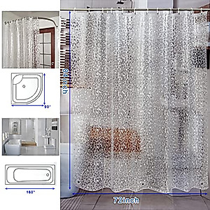 Bostofy EVA 3D Waterproof Shower Curtain Liner, Clear Extra Long Bathroom Shower Liner with Rustproof Metal Gromments and Weighted Magnet,72”Width x 84”Length