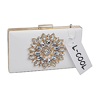 L-COOL Cute Diamond Evening Clutch Purse Shoulder Bag Crossbody Handbag With Chain For Women (White)