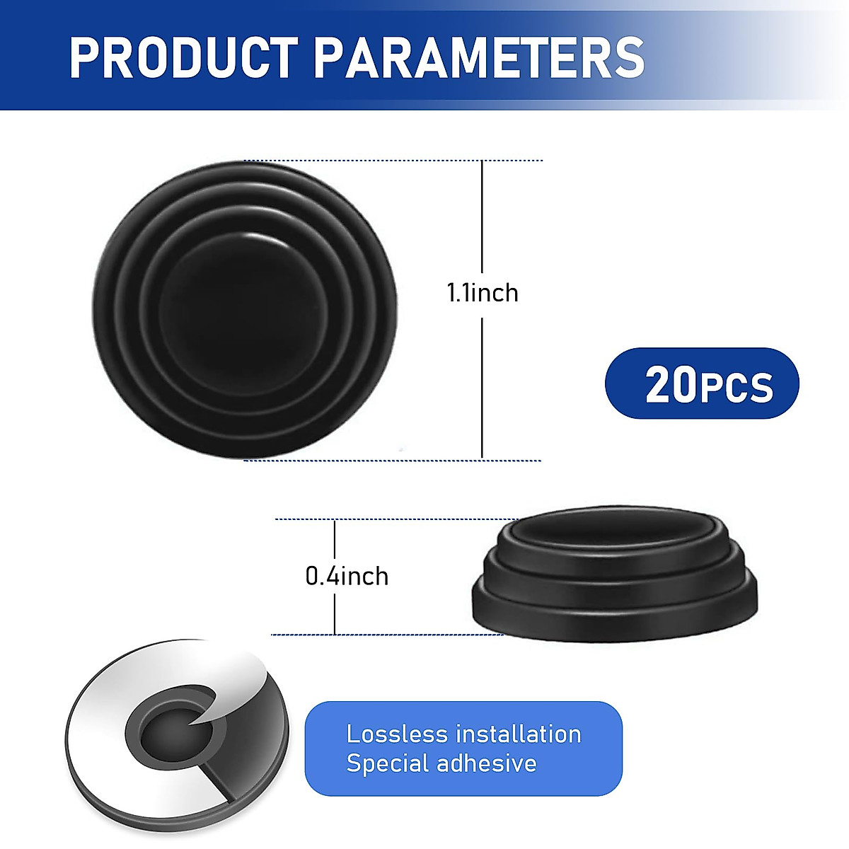 Dewkou 20 PCS Car Door Shock Absorber, Anti Shock Car Door Pads, Door Side Anti-Collision Protection Sticker, Universal Soundproof Crash Pad, Car Door Protection Sticker (Black)