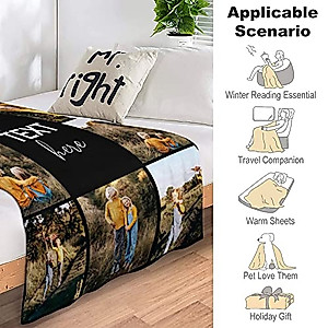 D-Story Custom Blanket Personalized Blanket with Photos Text Customized Picture Throw Blanket for Adult Kids Friends for Birthday Christmas Halloween Valentines, Memorial Gift, 10 Photos,5 Sizes