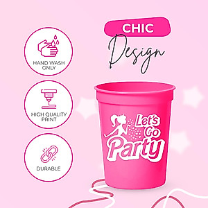 Let's Go Party Set of 12 Bachelorette Cups, 1 Bride Cup and 11 Let's Go Party Cups, 16 Oz Bachelorette Party Cups, Cowgirl Cups, Girls Trip Cups, Pink Reusable Cups, Girls Weekend Cups Girls Night Cup