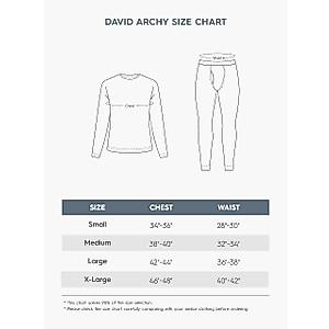 DAVID ARCHY Men's Thermal Underwear Set Winter Warm Base Layers Thermal Top and Bottom Long Johns Set Heather Moonlight Blue,L