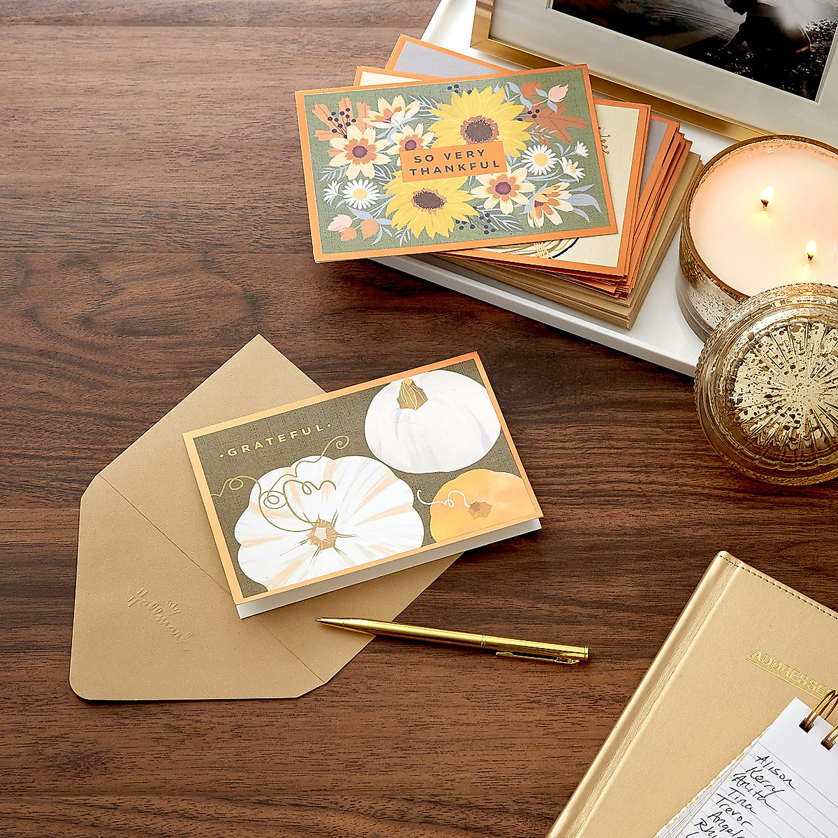 Hallmark Thanksgiving Cards Assortment, Thankful (36 Assorted Cards with Envelopes)