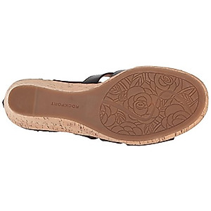 Rockport womens Briah Gladiator Wedge Sandal, Black Leather, 6.5 Wide US