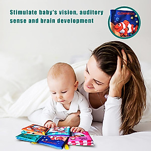 AMINFUN Soft Cloth Baby Book Toy 0-6 Months, Baby Learning Book(Pack of 4),Touch and Feel Crinkle Book Infants 6-18 Months,Early Educational Toy 0-3 Months, Gift for Babies Infants