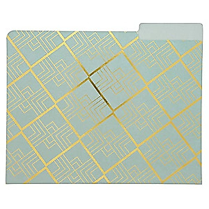 12 Pack Decorative File Folders with Gold Foil Geometrical Accents, 1/3 Cut Tab, for Office, Home Students, Letter Size (11.5 x 9.5 In)