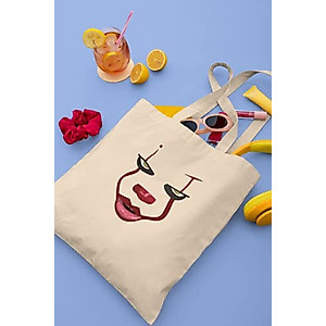 Pop Threads Clown Face Horror Scary Movie Halloween Spooky Natural 15x15 inches Large Canvas Tote Bag