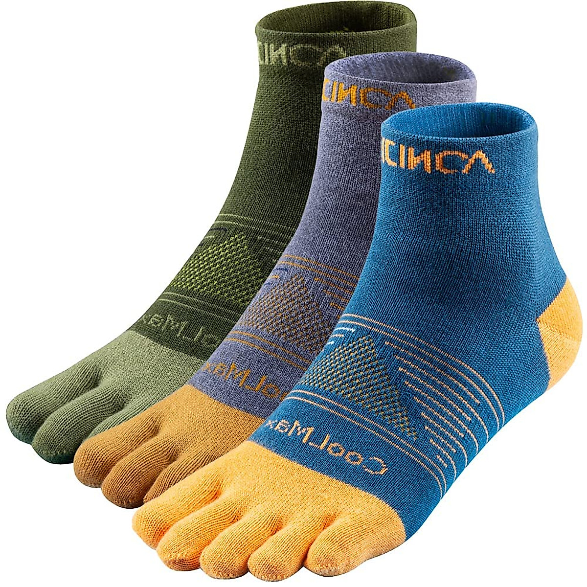 OrrinSports 3 Pairs Women & Men's Athletic Toe Socks Five Finger Socks for Running Hiking Walking Quarter Crew (Size Medium)