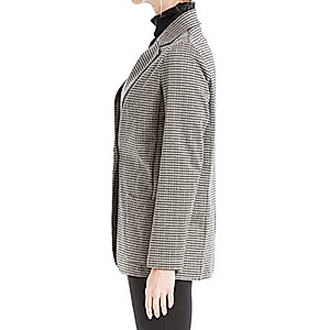 Max Studio Women's Double Knit Blazer, Black/Taupe Glen-651, Extra Small