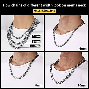 Flat Byzantine Necklace 10mm 28inch Long Stainless Steel Mens Metal Heavy Byzantine Link Chain Male
