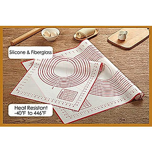 Extra Large Pastry Mat with Measurements 3 Size - 11 Inch, 16 Inch, 24 Inch, Nonstick Silicone Baking Fondant Measuring Pad for Rolling Dough Pie Crust, Pizza and Cookies