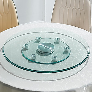 LWQFHI Lazy Susan Turntable Glass Lazy 80cm Lazy Susan Round Turntable On Table, Clear Tempered Glass Rotating Serving Tray for Dining Table 80cm