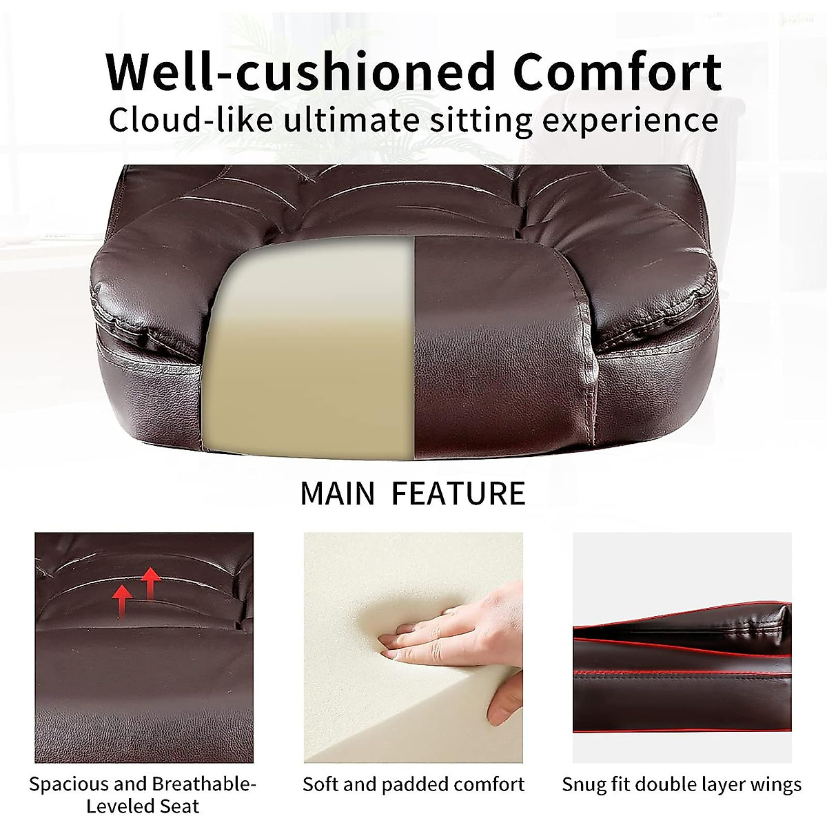 BXCSMFA Executive Office Chair Black Leather Reclining Office Chair with Footrest, Ergonomic Massage Office Chair Comfortable Adjustable Computer Task Rolling Chair (Amber Massage Executive Chair)