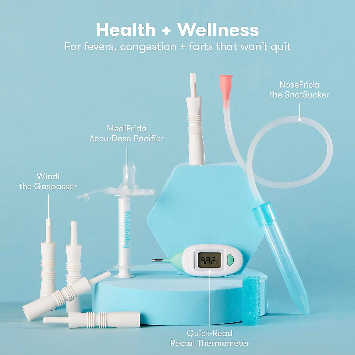 Frida Baby Ultimate Baby Kit | Baby Essentials Gift Set Includes Wellness, Sick Day, Gas Relief Essentials, Grooming Tools & Teething Toys