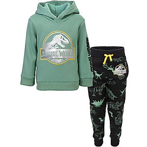 Jurassic World Dinosaur Big Girls Fleece Pullover Hoodie Black/Green 10-12
