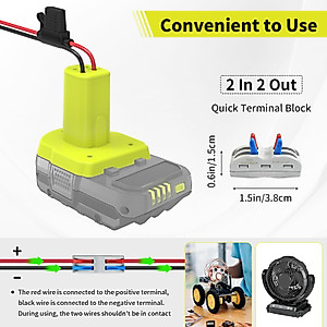 Kzreect 2 Pack Power Wheels Battery Adapter for Ryobi 18V ONE+ Batteries, Battery Converter with 12AWG Wire, Fuses Holder, 30A Fuses, Wire Terminals Kit for DIY Kids Toys Cars Camping