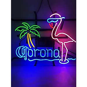 Neon Signs Corona Flamingo Palm Tree Beer Bar Bistro Real Glass Man Cave Custom Neon Sign Wall Decor
