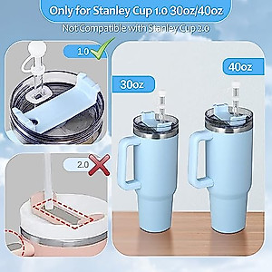 Toffos Silicone Spill Proof Stopper Set of 3, Compatible with Stanley Cup 1.0 40oz/ 30oz, Tumbler Accessories, Including 3 Straw Cover Cap, 3 Square Spill Stopper and 3 Round Leak Stopper