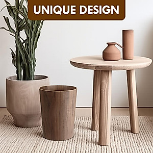 Threehoney 2 Pack 2.3 Gallons Wood Trash Can Wastebasket Natural Wood Round Wastebasket Small Trash Bin for Home, Office Under Desk, Kitchen, Bedroom, Den, Hotel,Room