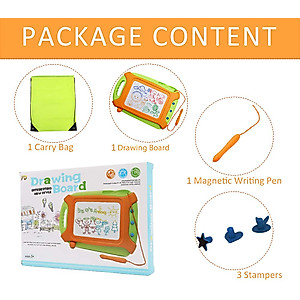 Wellchild Magnetic Drawing Board for Toddlers,Travel Size Toddlers Toys A Etch Toddler Sketch Colorful Erasable with One Carry Bag Magnet Pen and Three Stampers