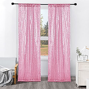 BEDDEB Pink Sequin Backdrop Curtain, 2PCS 2FTx8FT Glitter Backdrop Curtain for Christmas, Birthday, Wedding, Party Decoration