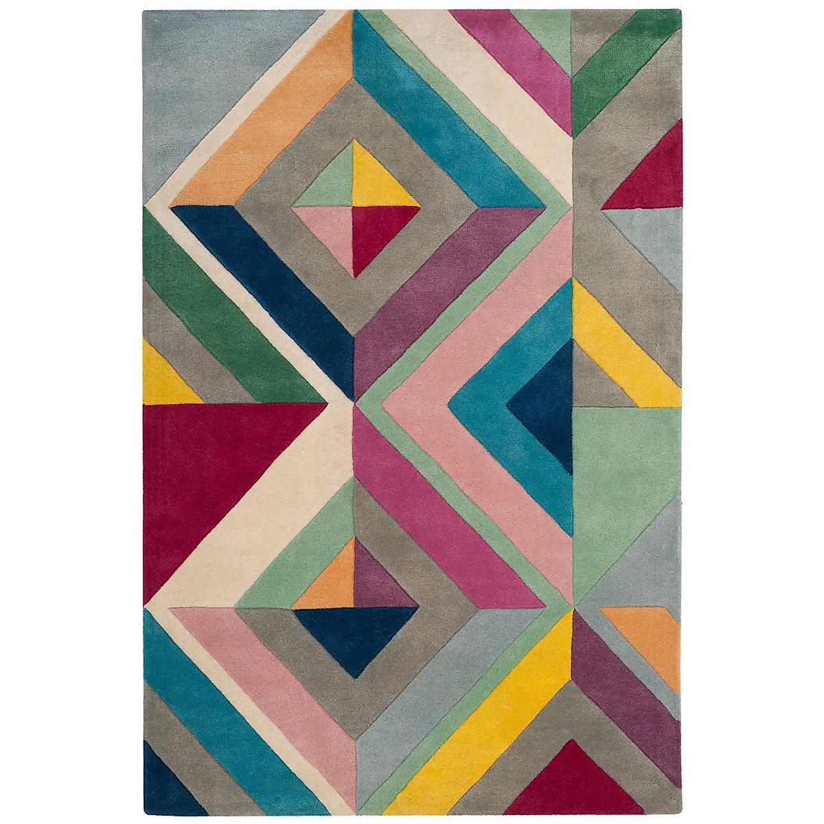 SAFAVIEH Fifth Avenue Collection 4' x 6' Grey/Multi FTV112A Handmade Mid-Century Modern Abstract Wool Area Rug