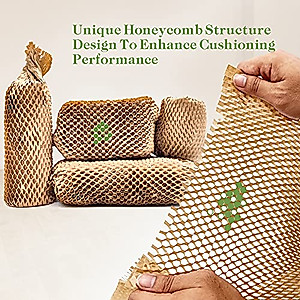 Honeycomb Packing Paper, 15" x 131' Honeycomb Cushioning Wrap Roll for Moving Shipping Packaging Gifts, Recyclable Honeycomb Paper Moving Supplies Bubble Paper Wrapping Protective Roll