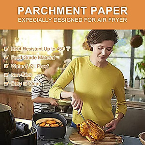 50pcs Unbleached Air Fryer Disposable Paper Liner, Air Fryer Parchment Paper 6.3inch Round, Non-stick Air Fryer Disposable Liners Paper, Oil-proof Air Fryer Liner for Microwave, Oven, Air Fryer