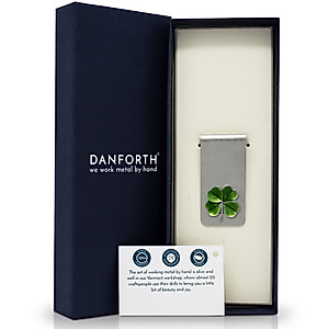 DANFORTH Four Leaf Clover Money Clip For Men, Handcrafted Pewter Metal Irish Shamrock Money Clip, 2”, Made In USA