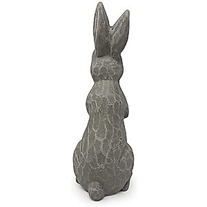 Elly Décor 14 Inch Tall Standing Sculpture for Your Patio & Yard, Outdoor Lawn décor, Cute Ceramic Figurine Garden Rabbit Bunny Statue, Gray Cement