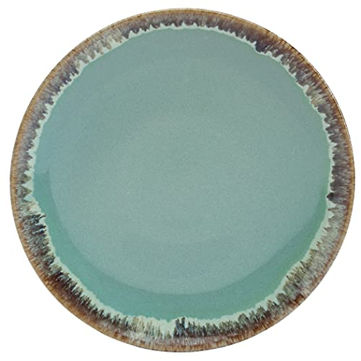 Tabletops Gallery Tuscan Reactive Glaze Stoneware- Dining Entertainment Plate Bowl Ceramic, 12 Piece Tuscan Dinnerware Set (Blue, Green, and Brown)