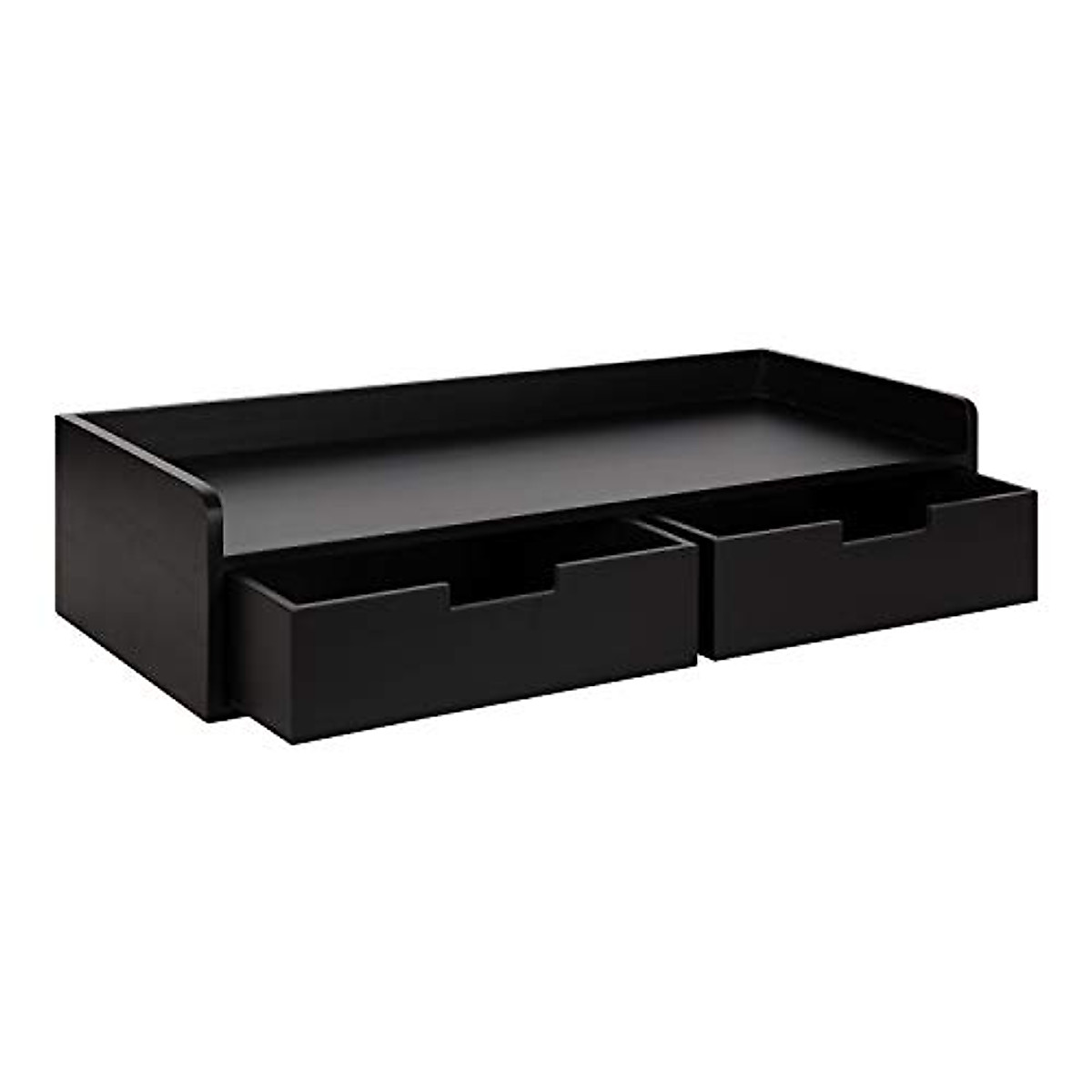 Kate and Laurel Kitt Modern Floating Shelf with Drawers, 28 x 12 x 6.5 inches, Black, Chic Floating Storage Console Table or Desk for Wall