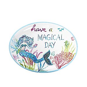 Beachcombers Mermaid Garden Platter Nautical Beach House Kitchen Blue Mermaids