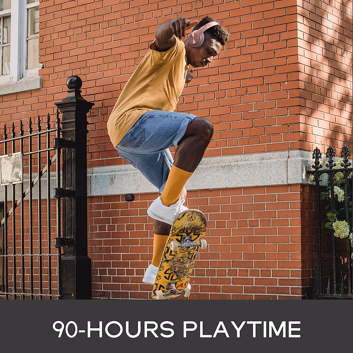 DOQAUS Bluetooth Headphones Over Ear, 90 Hours Playtime Wireless Headphone with 3 EQ Modes, Noise Isolating HiFi Stereo with Deep Bass, Microphone, Soft Earpads for Cellphone/PC