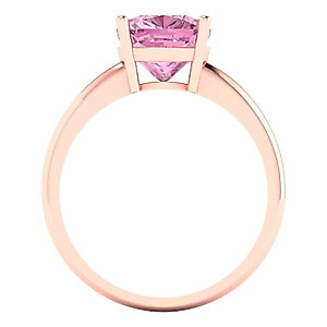 Clara Pucci 2.5 ct Cushion Cut Solitaire Pink Simulated Diamond Wedding Bridal Designer Anniversary Engagement Ring Real 14k Rose Gold
