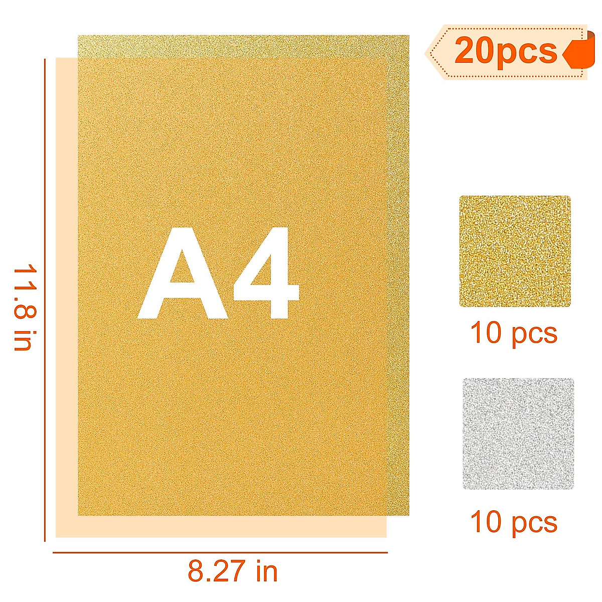 VGOODALL Glitter Paper Cardstock,20 Sheets Silver Gold Glitter Cardstock A4 Size 250gms Craft Paper Christmas Cardstock Christmas Gift Wrapping For Card Making Scrapbooking DIY