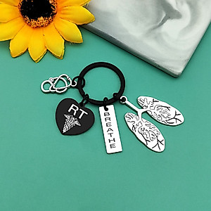 RT Respiratory Therapist Keychain Gifts Respiratory Therapy Gifts Lung Breathe Lung Specialist Stethoscope Anatomical Keyring Father Day Nurse Day Respiratory Care Jewelry Gift for Doctor Nurse