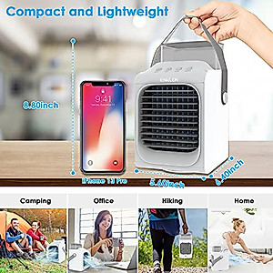 Portable Air Conditioner, 90° Oscillating Portable AC, Battery powered cordless Personal Air Cooler, Quick Cool, Suitable for Tent, Camping, Bedside, Car, Office & Study