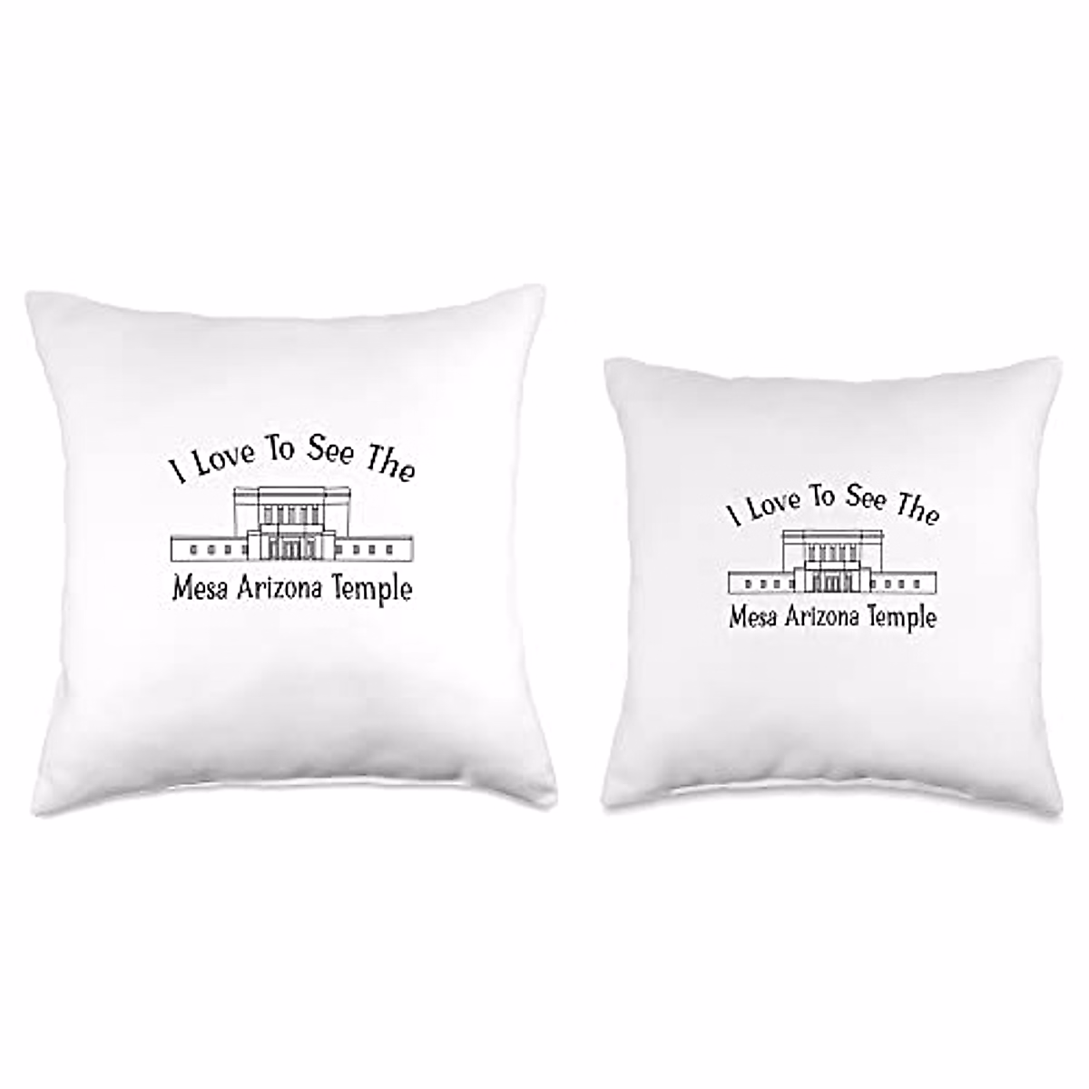 Temples of the Church of Jesus Christ, LDS temples Mesa AZ, Love to See My Temple, Happy Throw Pillow, 16x16, Multicolor