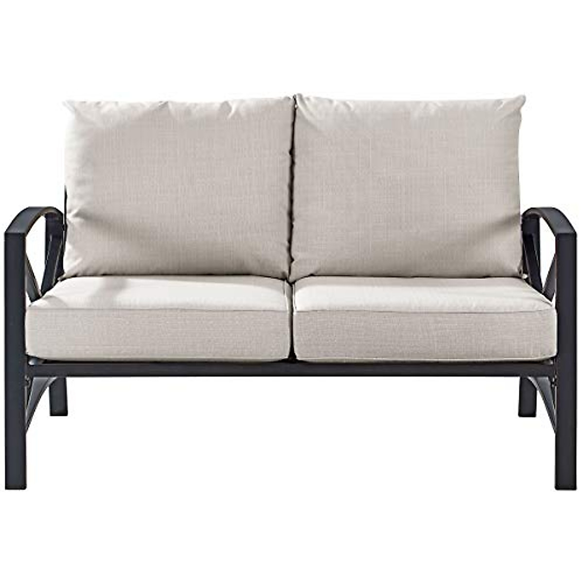 Crosley Furniture KO60008BZ-OL Kaplan Outdoor Metal Loveseat, Oiled Bronze with Oatmeal Cushions