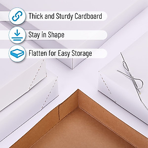 MPFY- White Shirt Gift Wrap Boxes with Tissue Paper and Wrapping Band,10 Pack, White, 15”x9.5"x2", Gift Box, Gift Boxes with Lids, Gift Boxes for Presents, White Box, Box for Gift, Wedding Gift Box