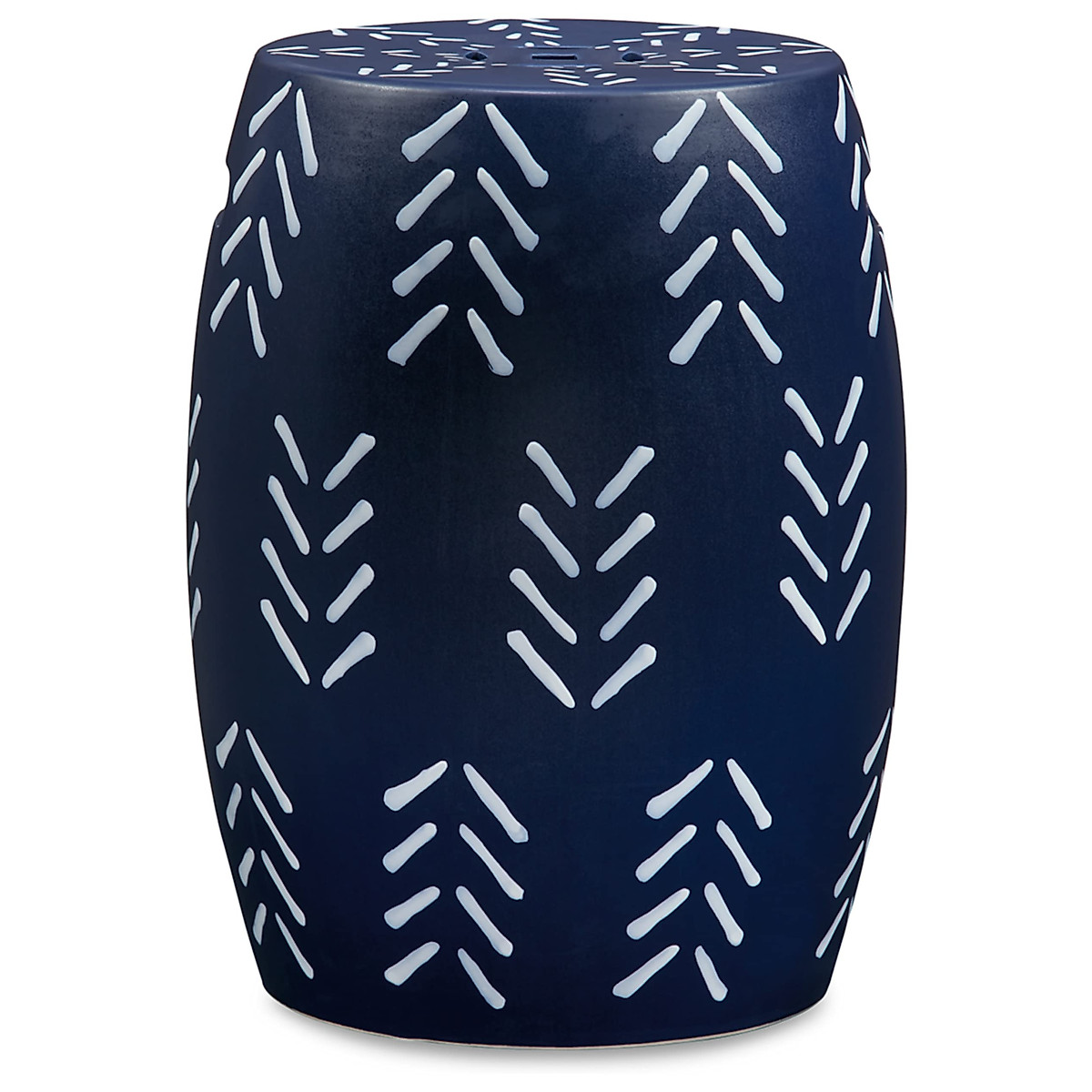 Signature Design by Ashley Genemore Contemporary Geometric Indoor & Outdoor Accent Stool, Blue & White