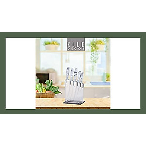Elle Decor 5-Piece Professional Kitchen Knife Set with Block and Marble Handles