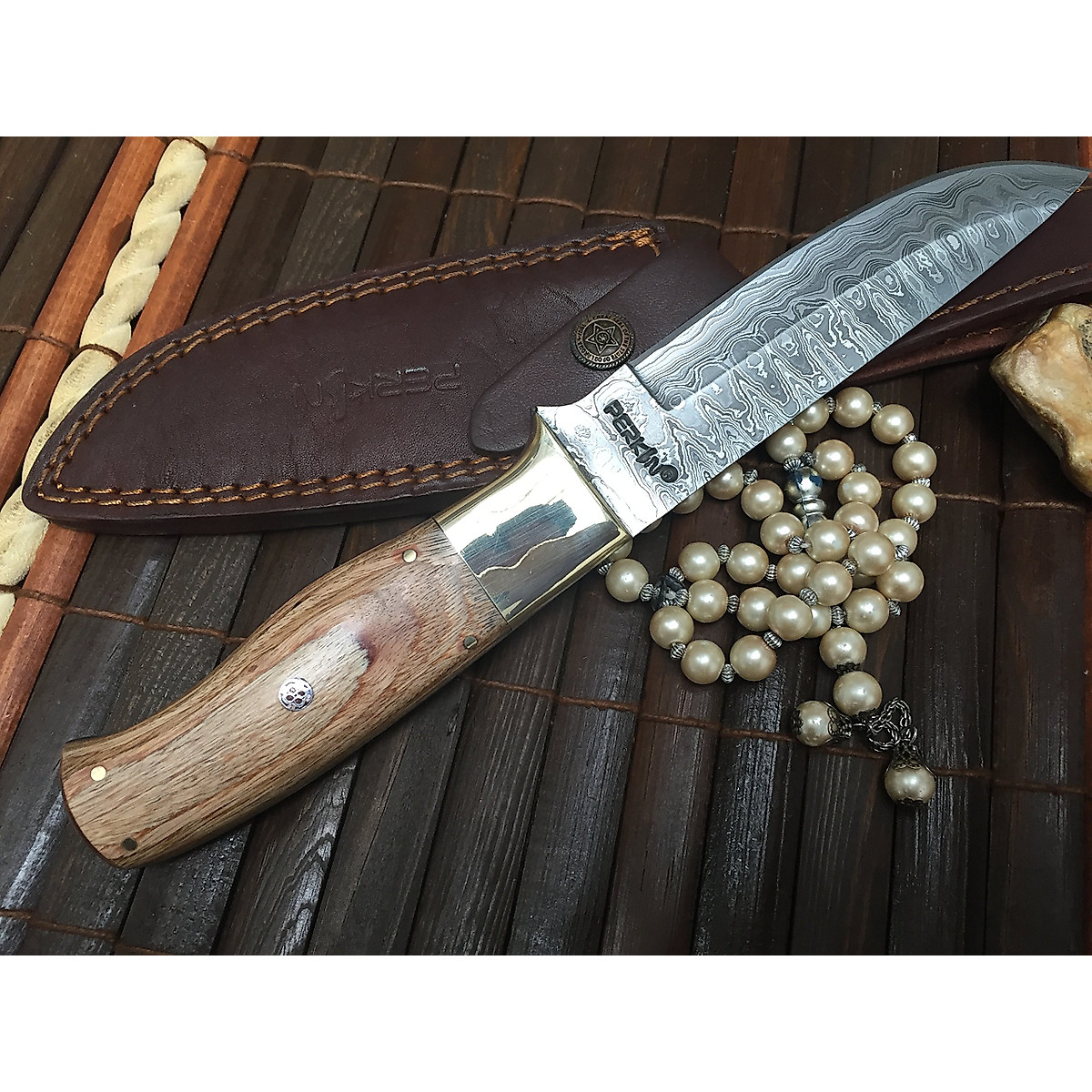Perkin Knives - Custom Handmade Damascus Hunting Knife Fixed Blade Knife