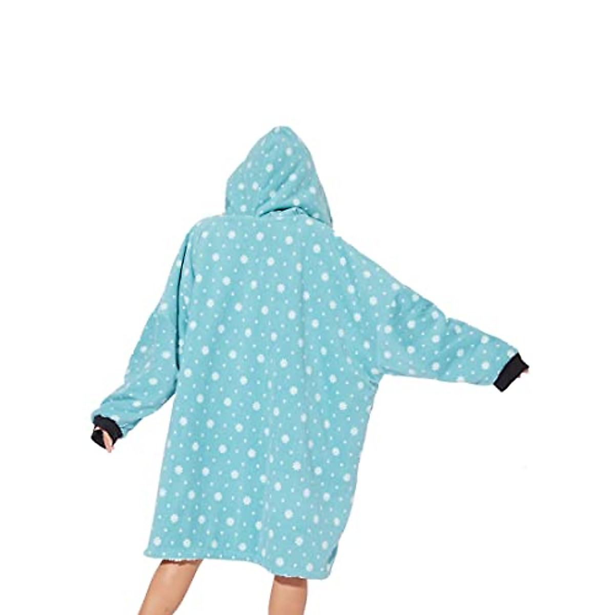 Wearable Blanket Hoodie,Super Soft Warm Oversized Blanket Sweatshirt Flannel Sherpa Blanket with Giant Pocket for Men Women Teens Friends (Blue Snowflake)