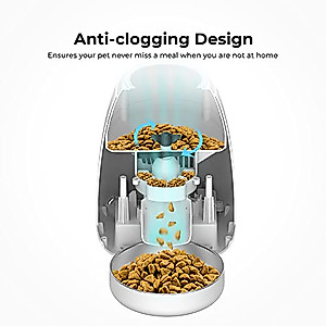 DOGNESS Automatic Cat Feeders, Smart Feeder for Cats, Timed Cat Feeder with Desiccant Bag for Pet Dry Food, Programmable Portion Control 1-4 Meals per Day & 10s Voice Recorder for Cats Dogs 2L, White